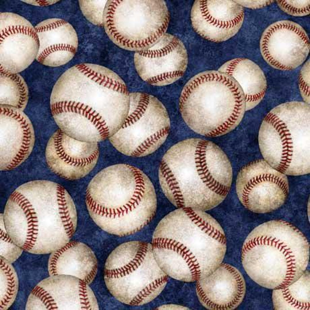 Baseball Fabric - Navy - 100% Cotton - QT Fabrics - Bases Loaded ...