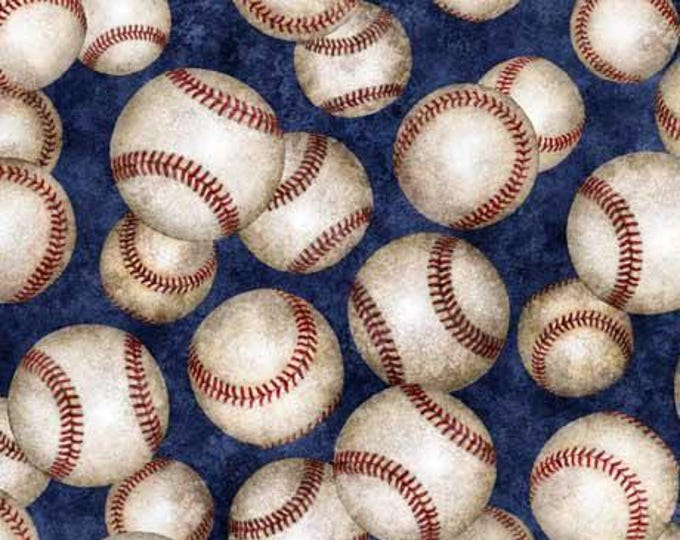 Baseball Fabric - Navy - 100% Cotton - QT Fabrics - Bases Loaded ...