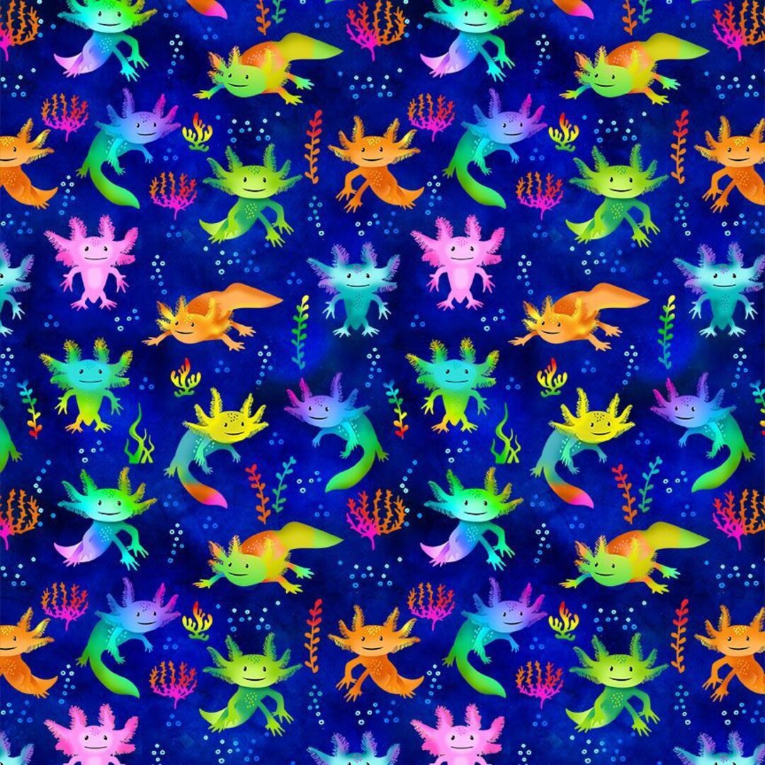 Cute Axolotl Salamanders Fabric Timeless Treasures 100% Cotton ...