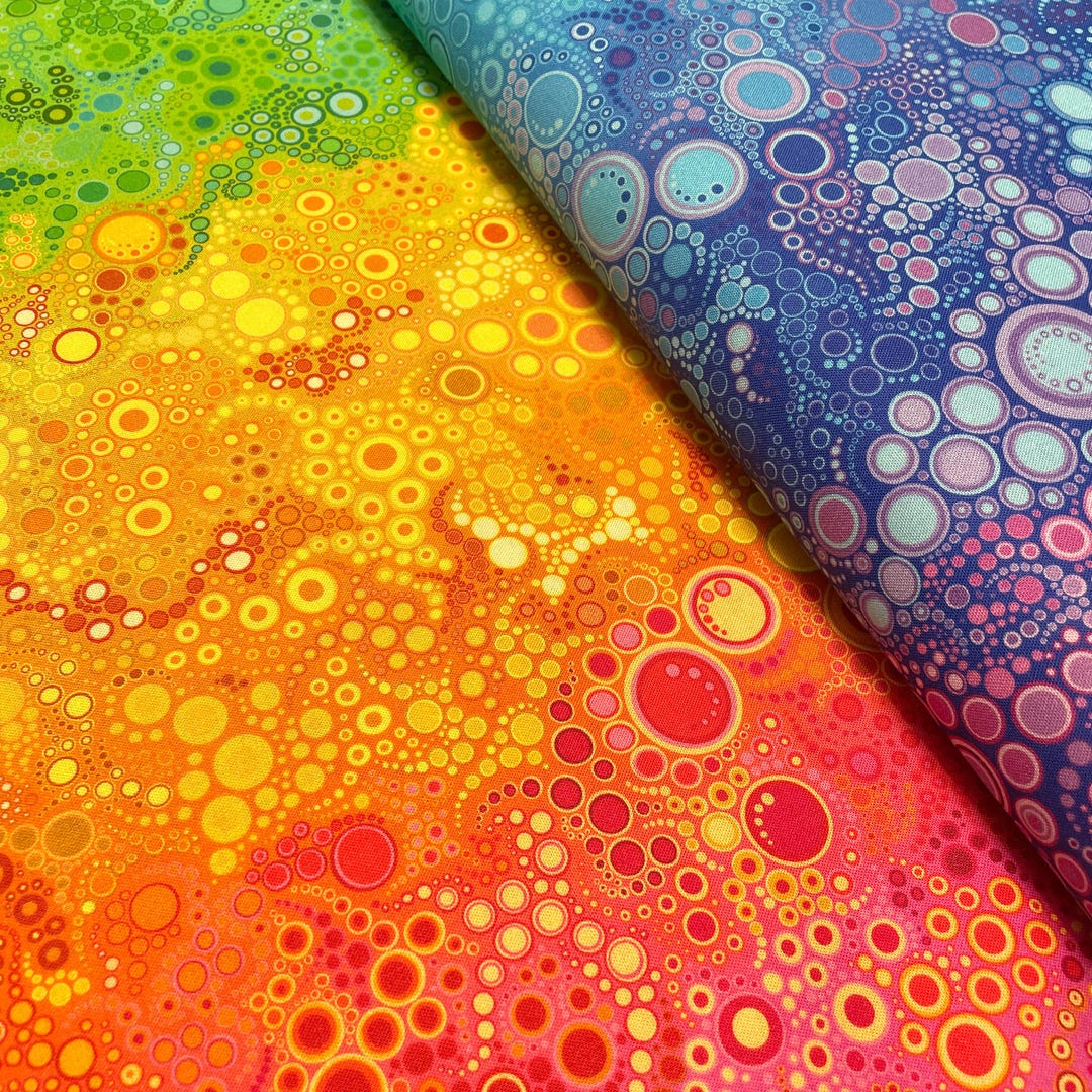 Rainbow Dots Fabric - Robert Kaufman - Effervescence - 100% Cotton ...