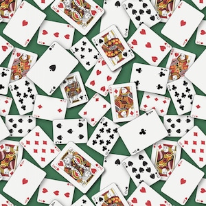 Playing Cards Fabric by the Yard 100% Cotton Fabric Poker Material Card ...