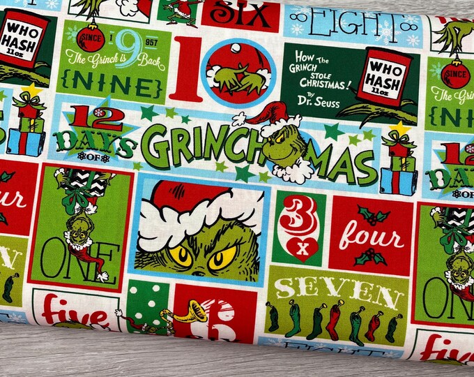 Grinch Fabric - Patch Holiday Dr. Seuss - Robert Kaufman - How the ...