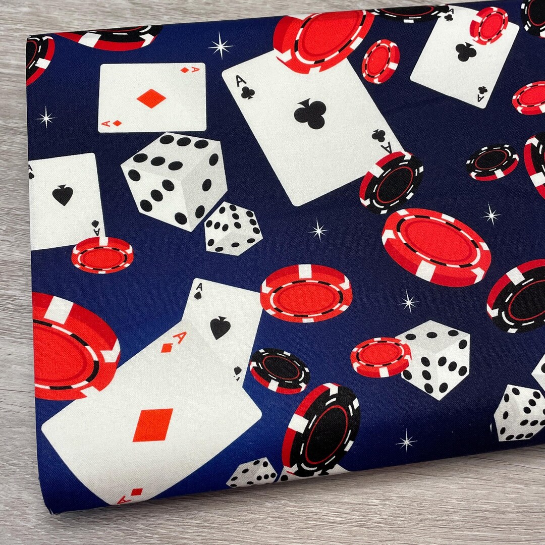Casino Fabric by the Yard - 100% Cotton Fabric - Poker Card Fabric ...