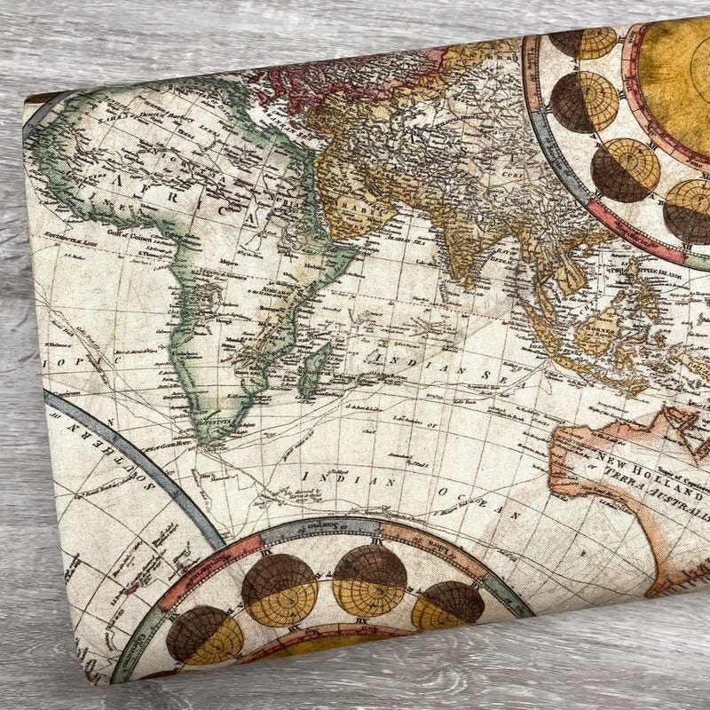 World Map Fabric - Etsy