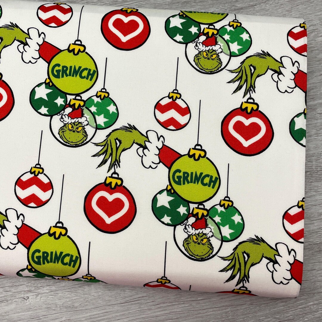 Robert Kaufman Grinch Fabric - Ornaments Holiday Dr. Seuss - How the ...