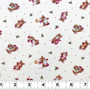Christmas Mice Fabric Mice With Red Boots Studio E Furry and Bright ...