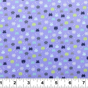 Gamer Fabric 80s Arcade Collection 8 Bit Periwinkle 100% Cotton Fabric ...