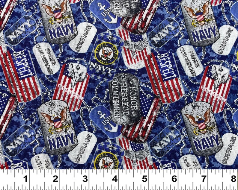US Navy Fabric - U.S. Military - Sykel - 100% Cotton Fabric - Etsy