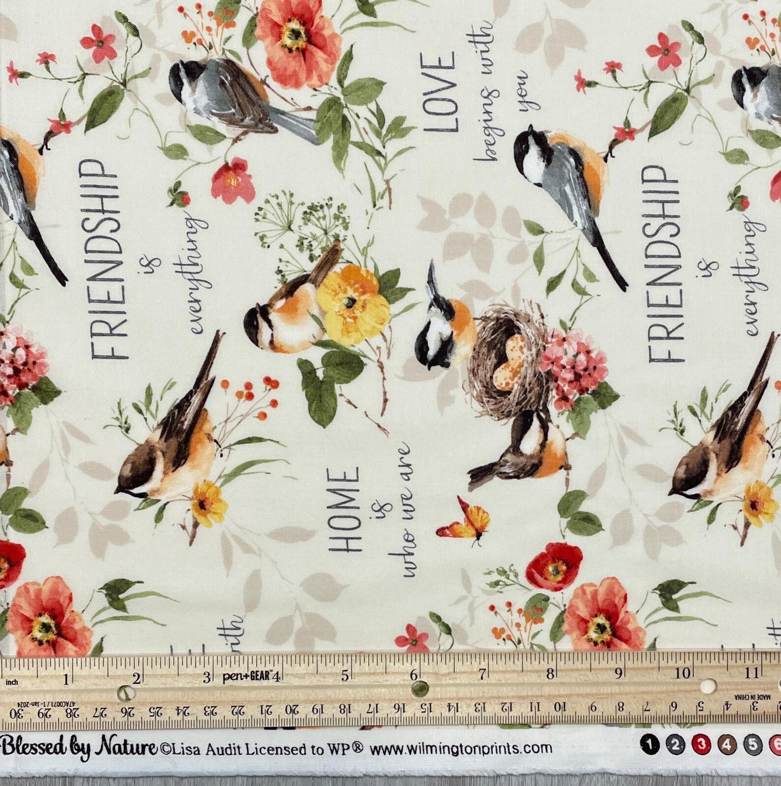 Floral Bird Fabric - Blessed by Nature Collection - Wilmington Prints ...