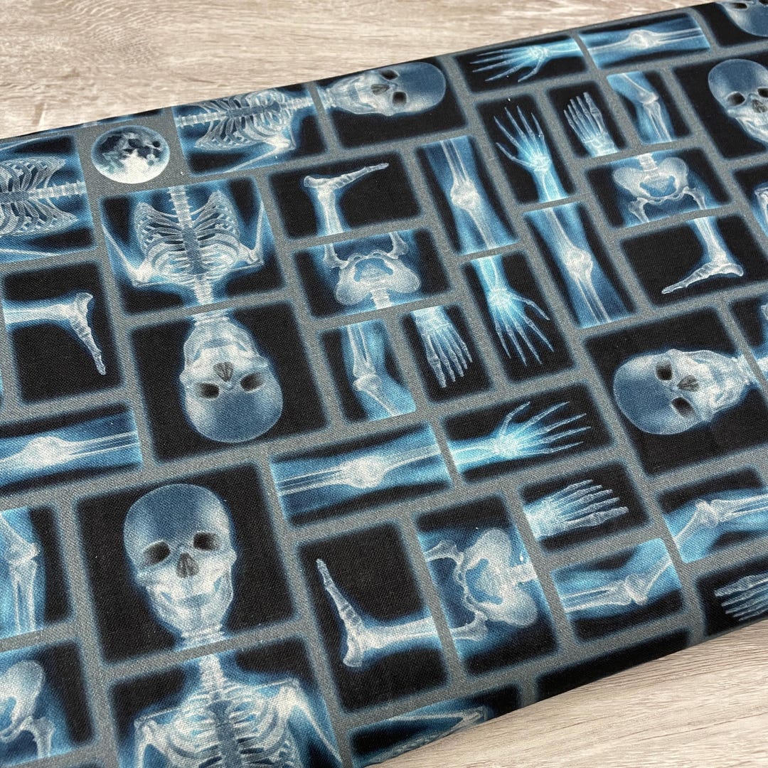 Skeleton X-ray Fabric - Anatomy - 100% Cotton - Xray Technician Medical ...