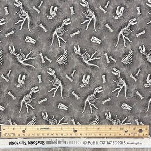 Dinosaur Fabric - Gray - Michael Miller Dinosaurs - 100% Cotton ...