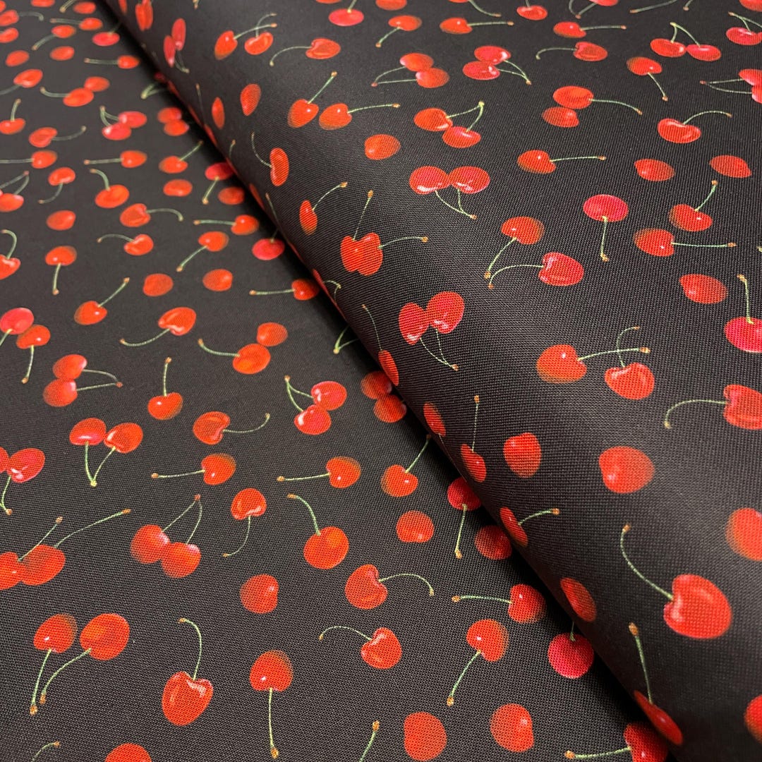 Cherry Fabric - Cute Cherries Black - 100% Cotton - Kanvas Studios for ...