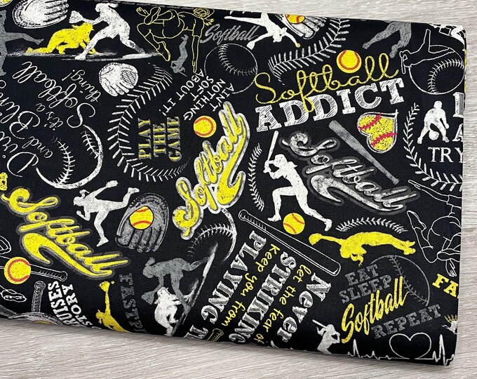 Girl's Softball Text Fabric 100% Cotton Fabric From Timeless Treasures ...