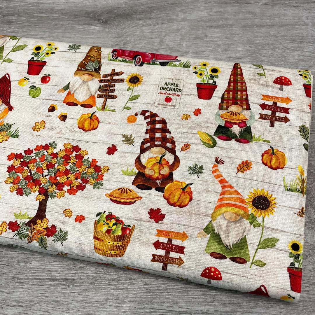 Fall Gnome Fabric Timeless Treasures Gnomes Pumpkin Patch & Apple ...