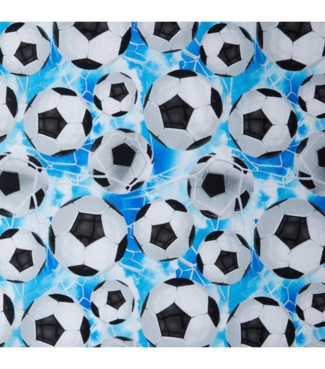 Soccer Fabric 100% Cotton Quilting Cotton Blue Soccer Sky With Net ...