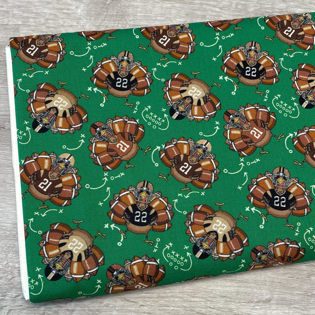 Thanksgiving Football Fabric Team Turkey 100% Cotton Freckle & Lollie ...