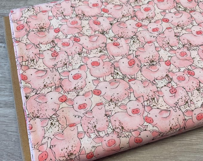 Pig Fabric by the Yard - Watercolor Packed Pigs - 100% Cotton Fabric - Etsy