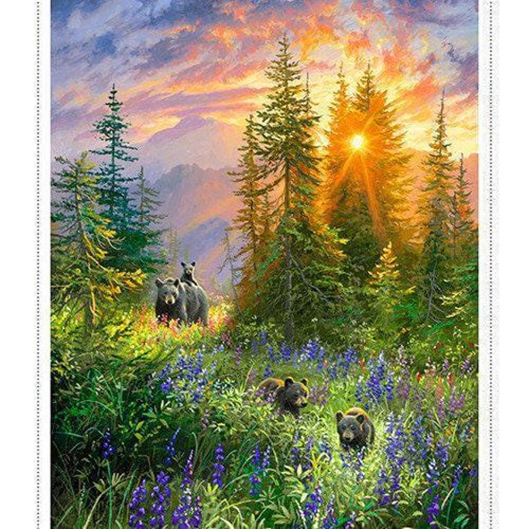 Bear Panel - 43" X 36" Wide - 100% Cotton - Follow the Leader - 3 ...