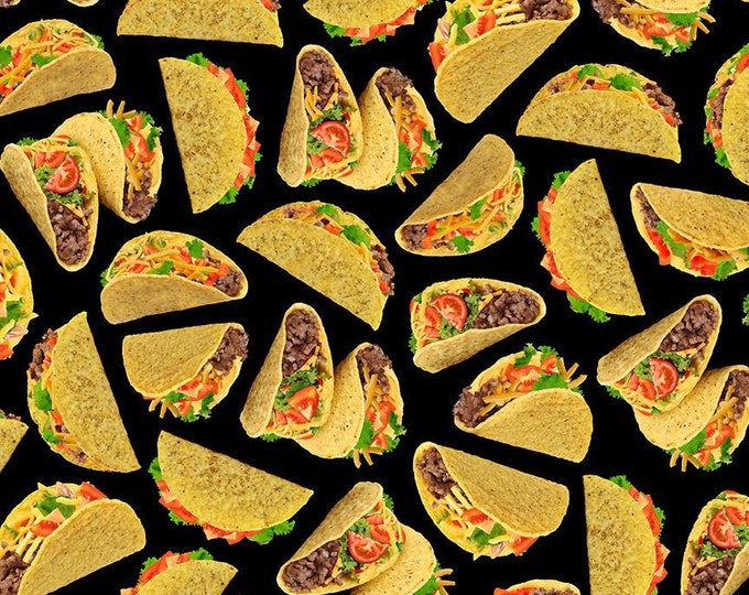 Taco Fabric Tacos by Kellygilleran Retro Taco Kitchen Decor Cotton ...