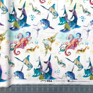 Sea Life Fabric - Shining Sea - Studioe Fabrics - 100% Cotton - Ocean ...