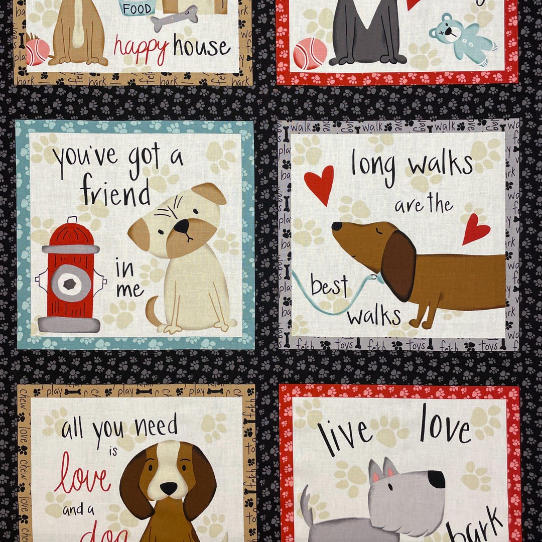 Paw-sitively Awesome Dog Fabric Panel 24" X 43" - 100% Cotton - Studio ...
