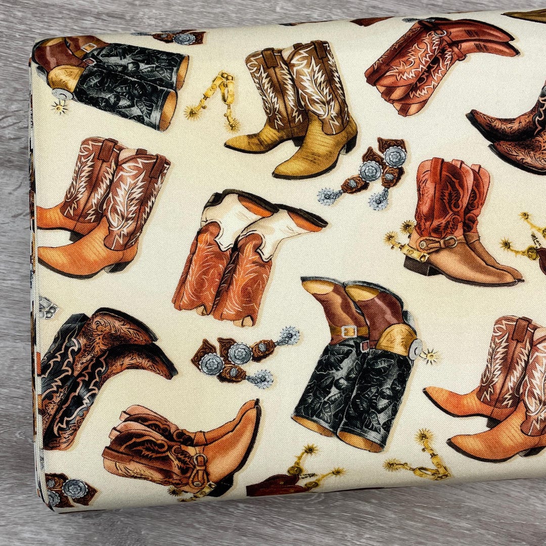 Cowboy Boot Fabric - Yellowstone - 100% Cotton - Kanvas for Benartex ...