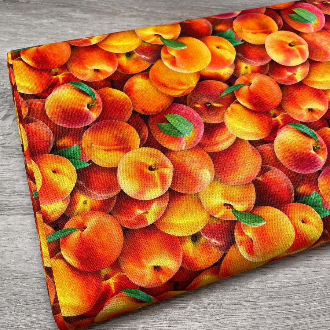 Peach Fabric - Fruit Fabric - Food Festival Collection - Elizabeth's ...