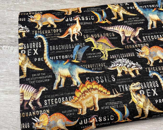 Dinosaur Fabric by the Yard - Dinosaur Land Black - Michael Miller ...