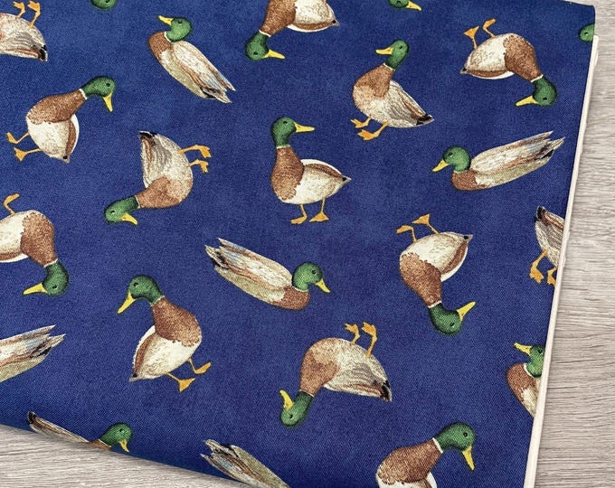 Duck Fabric - Mallard Toss Navy - Wilmington Prints - Lakefront ...