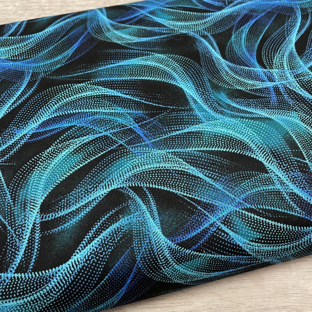 Wave Fabric - 100% Cotton Fabric - Timeless Treasures - Electric Ocean ...