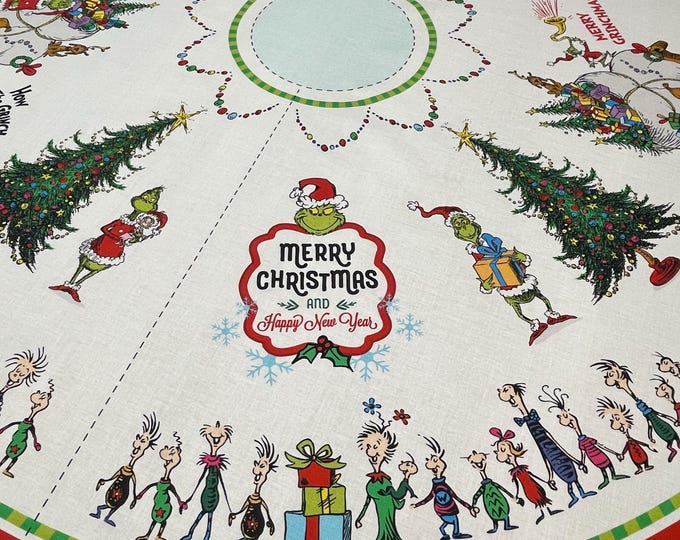Grinch Tree Skirt Fabric Panel YOU SEW 46 X 44 Robert Kaufman How the ...