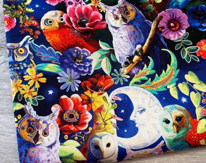 Owl Fabric Owls Owl Woodland Fall Winter Black White Green on Grey by ...