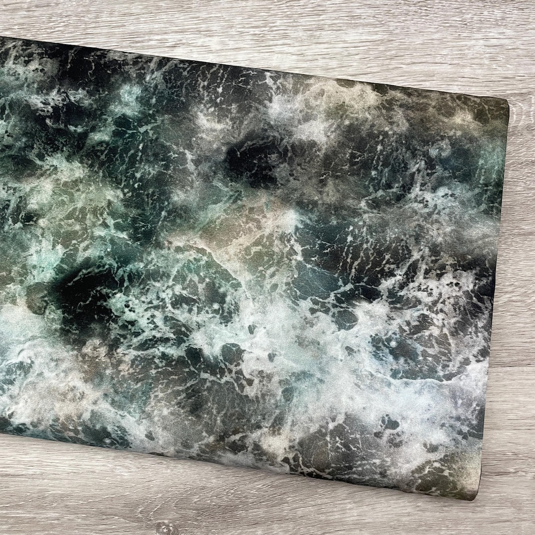 Ocean Fabric by the Yard - Sea Salt - Hoffman - Waves Stone Green - 100 ...