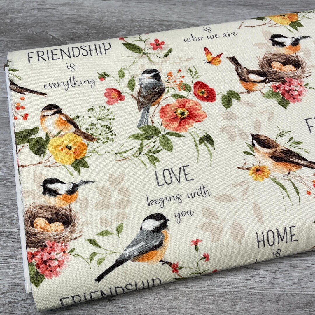 Floral Bird Fabric Blessed by Nature Collection Wilmington Prints 100% ...