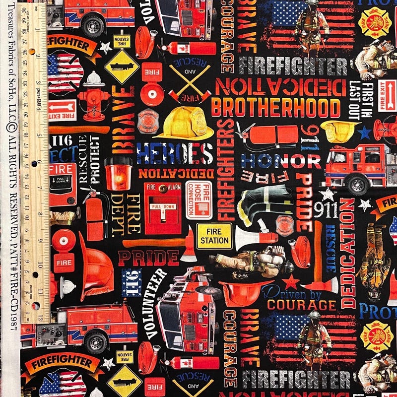 Fireman Fabric - Etsy