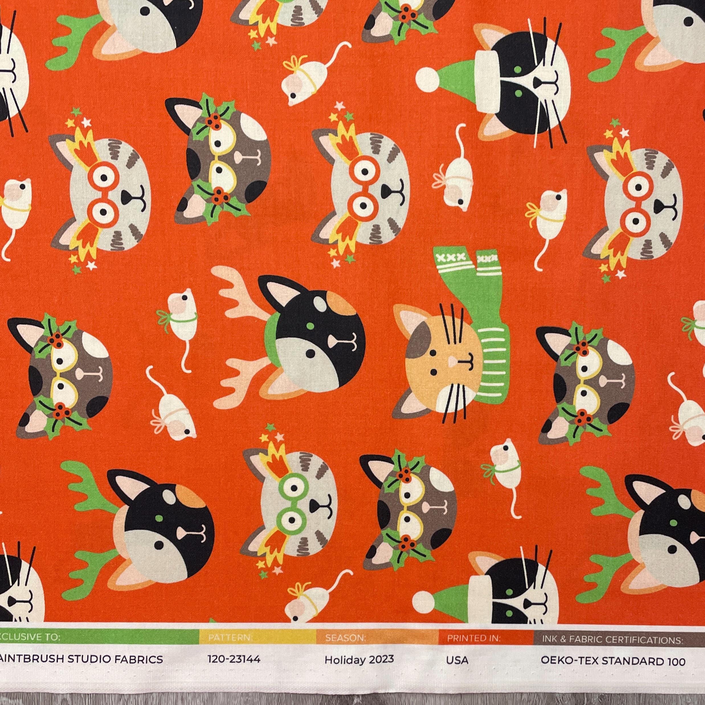 Christmas Cat Fabric - 100% Cotton Quilting Fabric - Cat Masquerade by ...