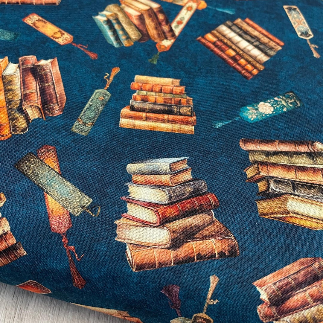 Stacked Book Fabric - Bookworm QT Fabrics - 100% Cotton - Reading ...