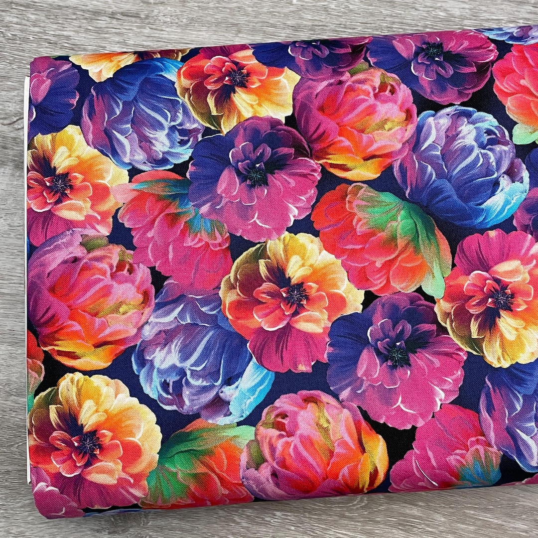 Colorful Floral Fabric - in Full Bloom - Benartex Kanvas Studio ...