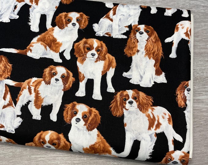 Cavalier King Charles Spaniel Fabric Pet Dogs Blemein Ruby Cavalier by ...