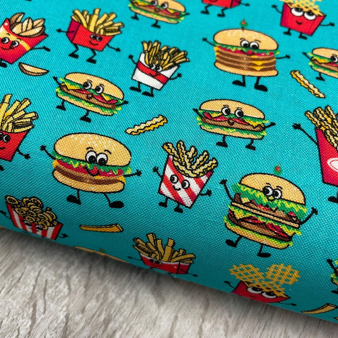 Hamburger Fabric - Burger and Fries - Drive Thru Snacks by Freckle ...