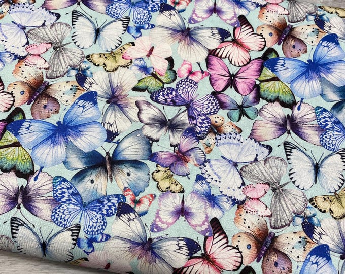 Butterfly Fabric - Aqua - 100% Cotton - Timeless Treasures - Butterfly ...