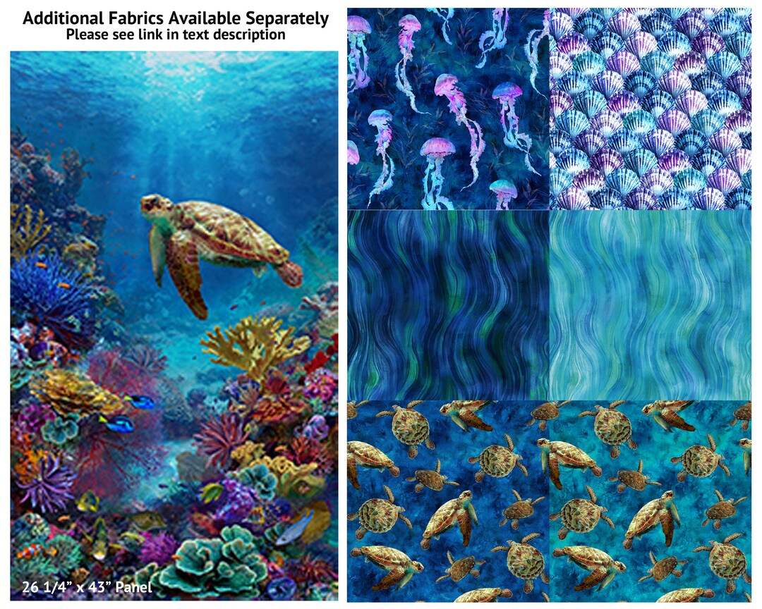 Sea Turtle Fabric Panel 26.25 X 43 Tides of Color Hoffman 100% Cotton ...