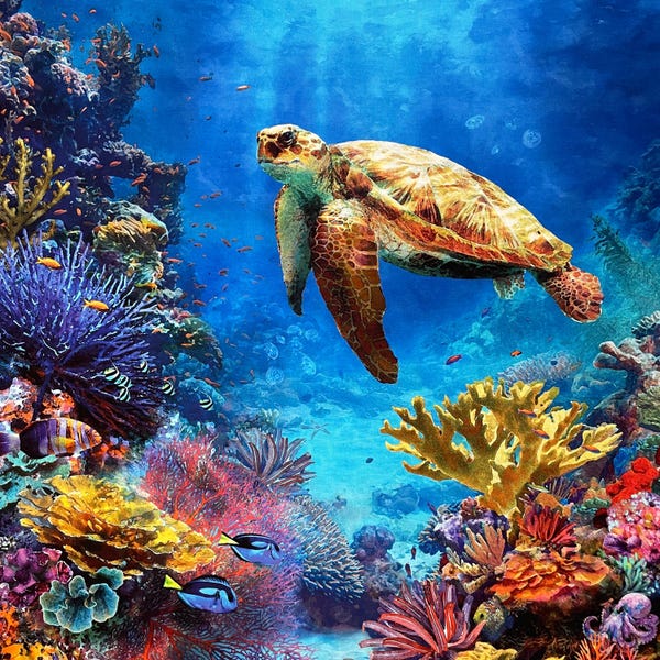 Sea Life Fabric Panel - Etsy