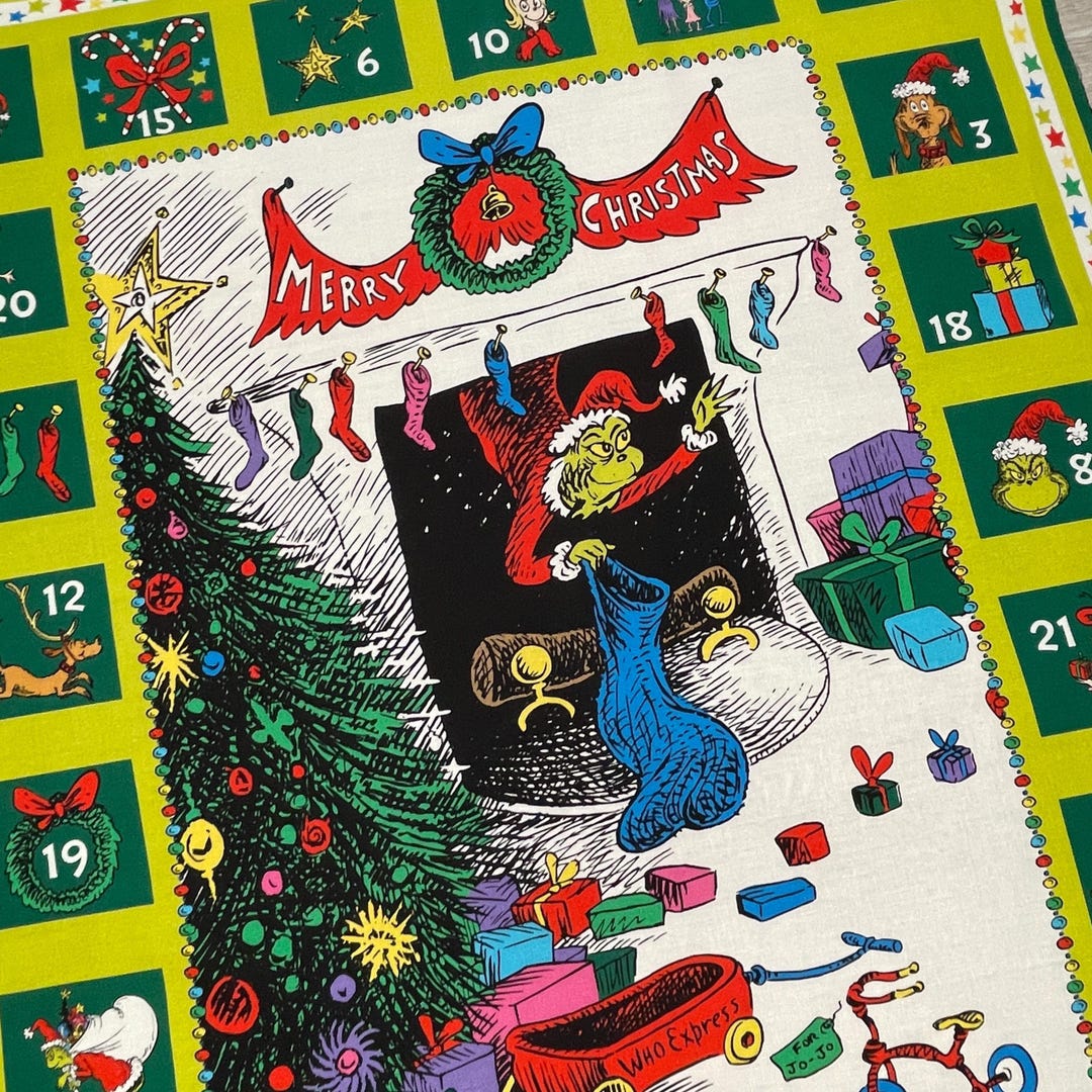 Grinch Advent Calendar Fabric Panel - 24" X 44" - Robert Kaufman - How ...