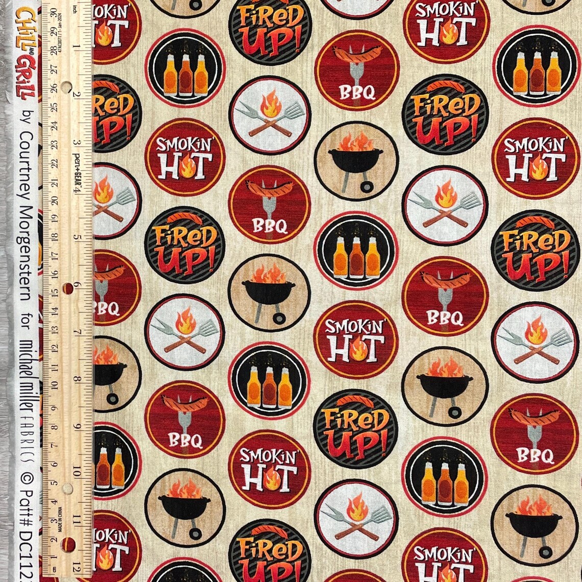 BBQ Fabric - Michael Miller - 100% Cotton - Chill and Grill - Grilling ...
