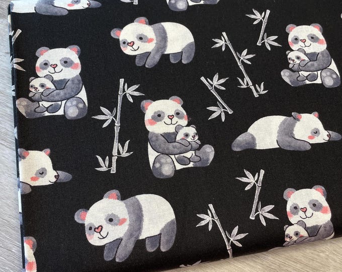 Panda Family Hugging - 100% Cotton Fabric - Baby Panda Material Animal ...