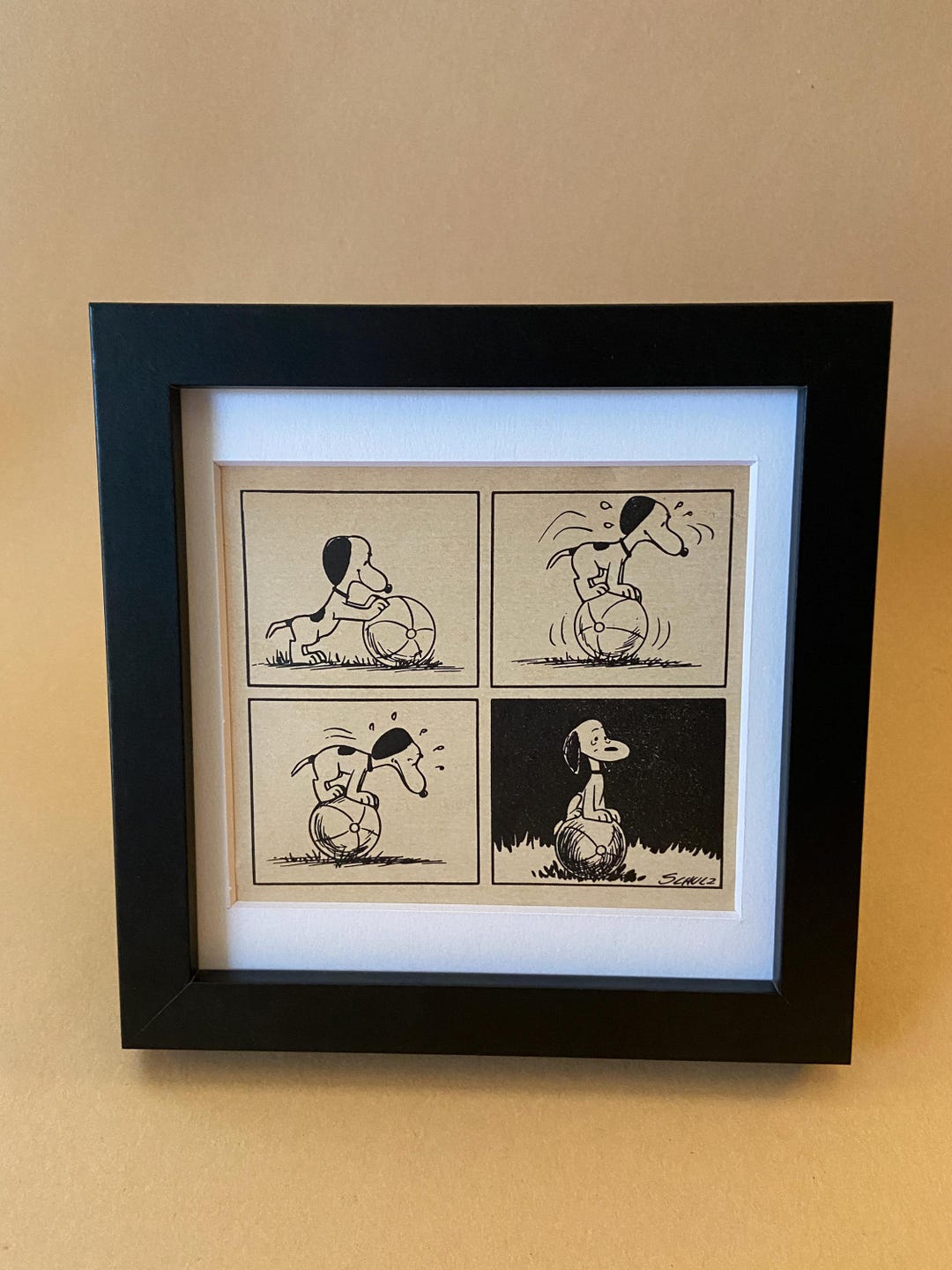 Snoopy on a Ball peanuts Comic Recycled Book Matted and Framed - Etsy