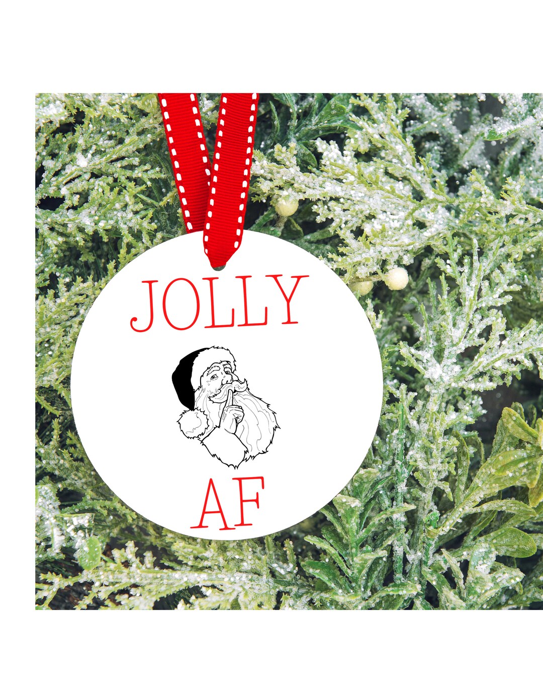 Jolly AF Santa Metal Ornament - Etsy