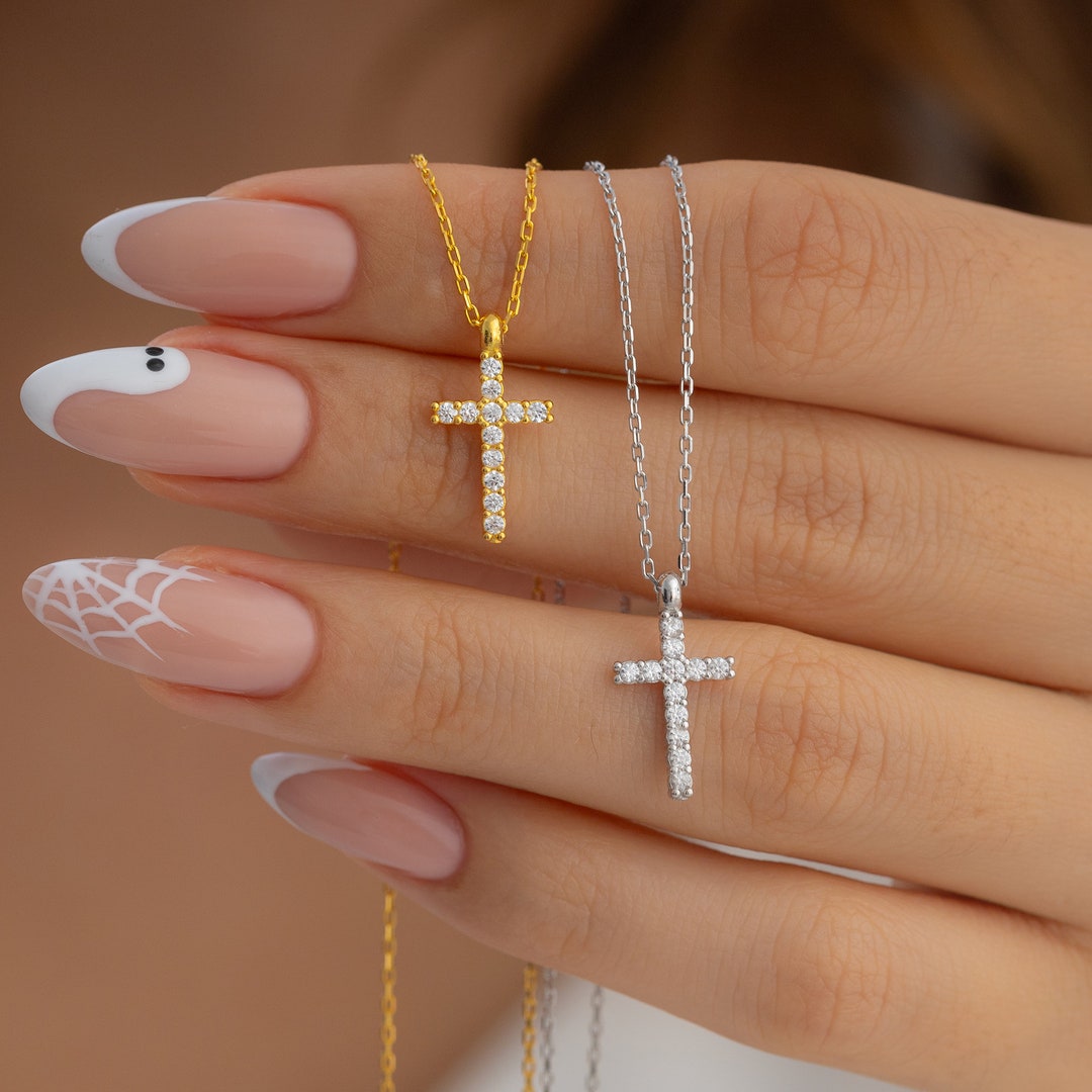 Mini Diamond Cross Pendant, Christian Jewelry for Women, Gold Cross ...