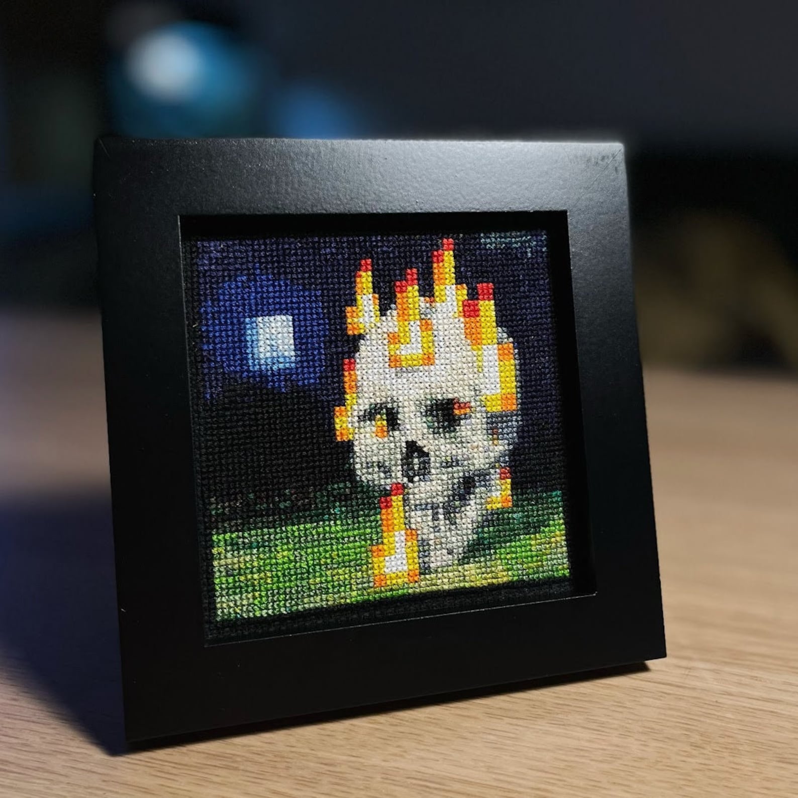 Minecraft Cross Stitch Pattern PDF Burning Skull - Etsy